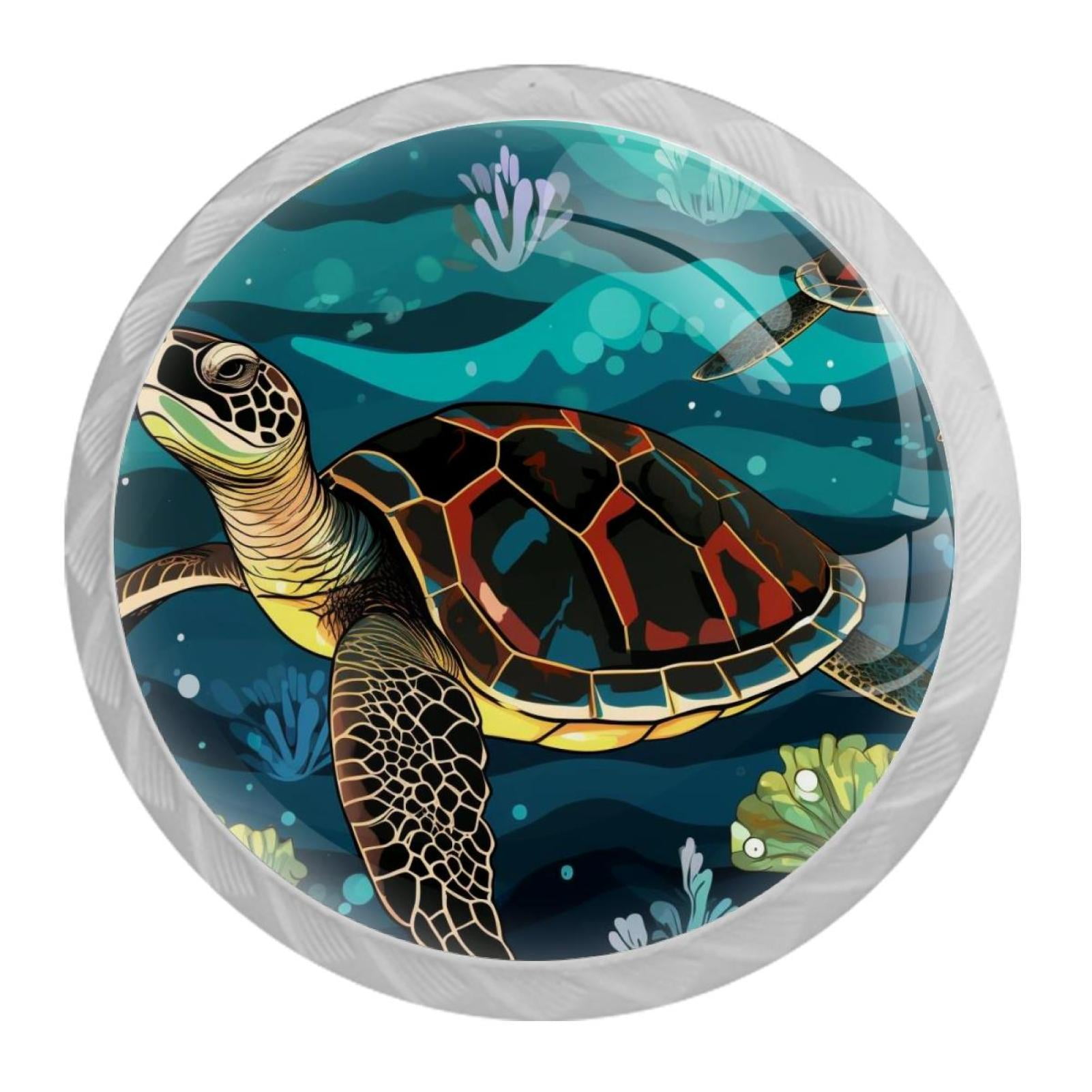 Sea Turtle Big Seamless Drawer Knobs, 4 Piece Set Decorative Kitchen ...