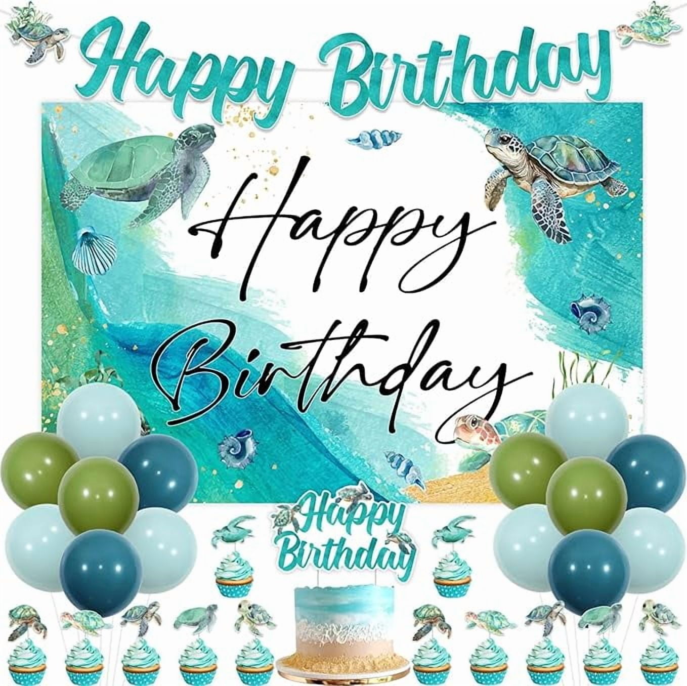 Sea Turtle Birthday Theme Party Decorations, Birthday Banners, Sea ...