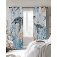 Sea Turtle Blackout Curtains 2 Panels, Seagrass Coral Starfish Thermal ...