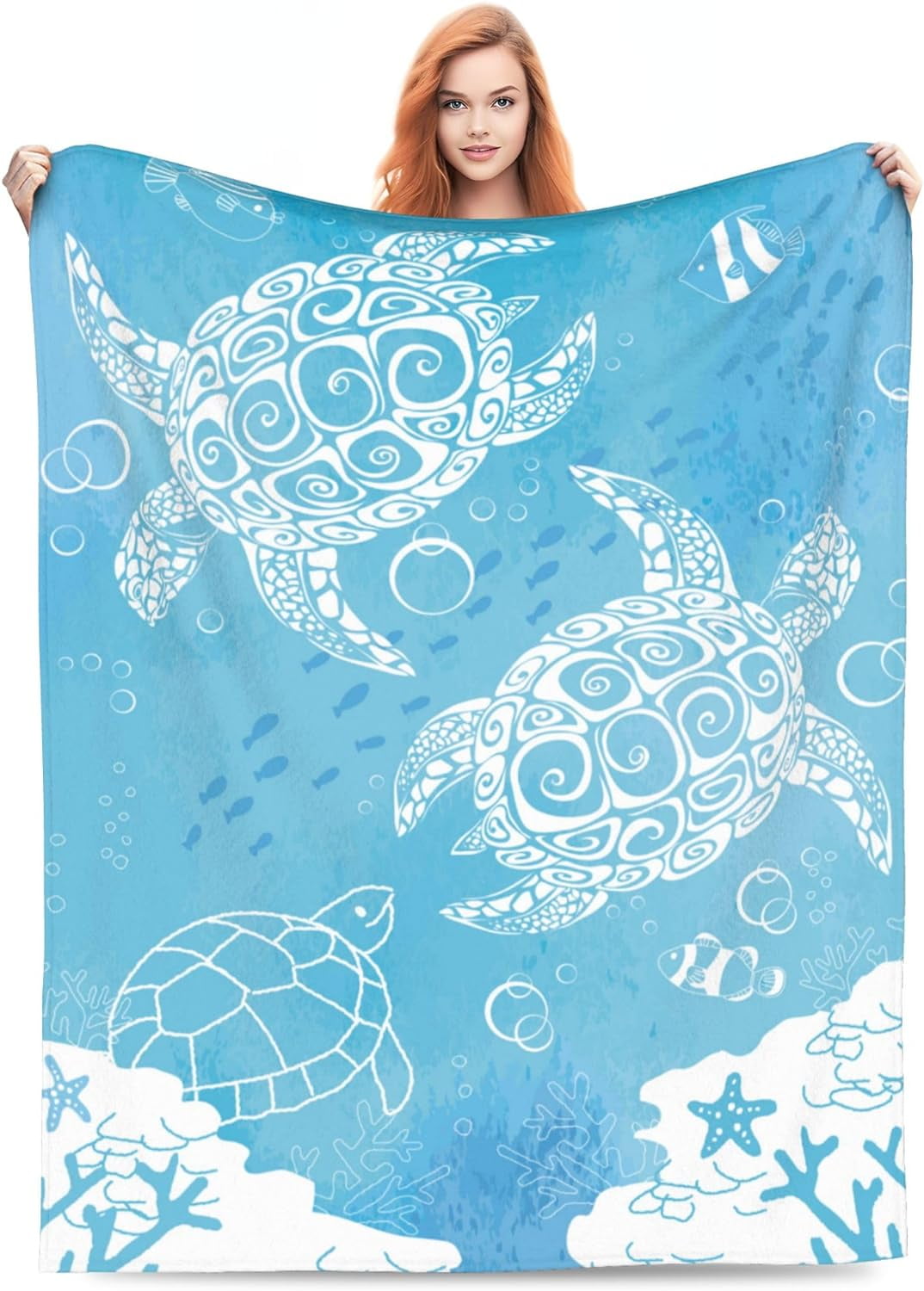 Sea Turtle Blanket Gifts for Kids Adults Soft Warm Lightweight Cozy ...