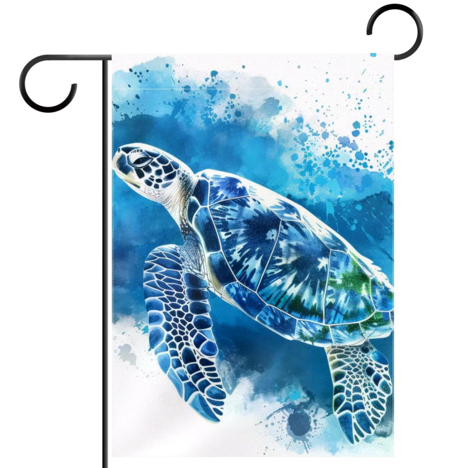 Sea Turtle Blue Ocean Watercolor Style Welcome Garden Flags, 12 x 18 ...