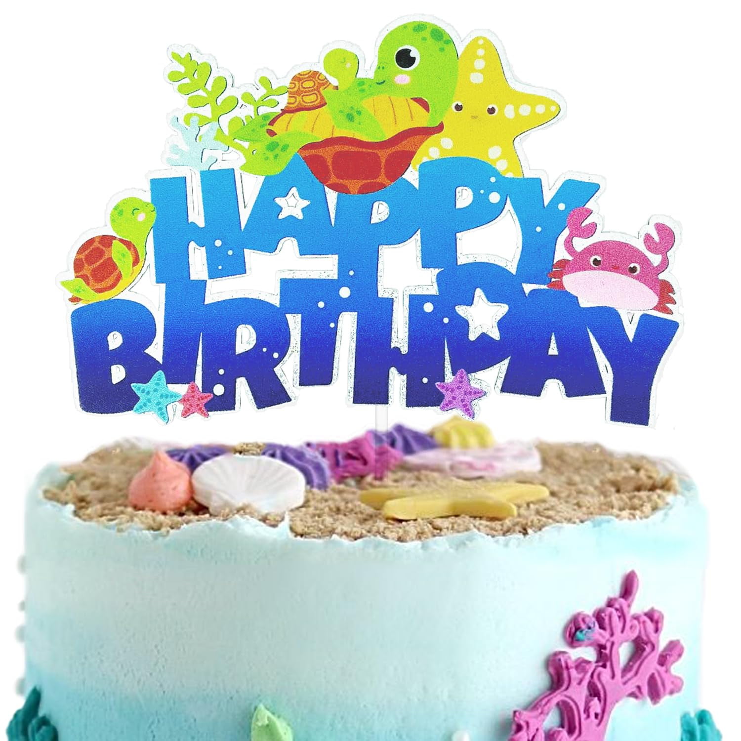 Sea Turtle Cake Topper, Baby Sea FSH1 Turtle Birthday Cake Décor, Sea ...