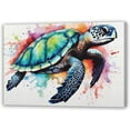 Sea Turtle Canvas Wall Art Funny Teal Watercolor Turtle Picture Prints ...