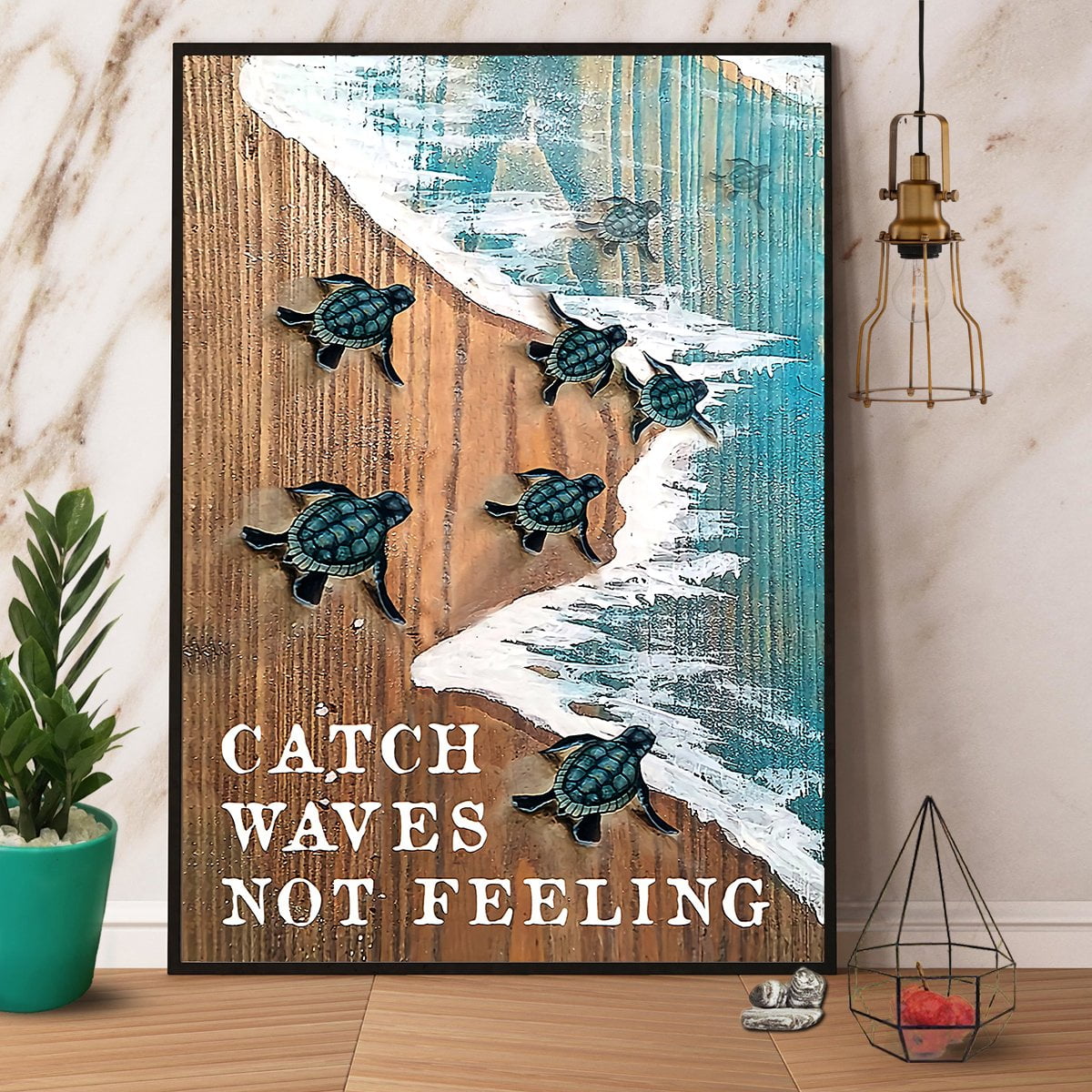 Sea Turtle Catch Waves Not Feeling Paper Poster No Frame Matte Wall Art ...