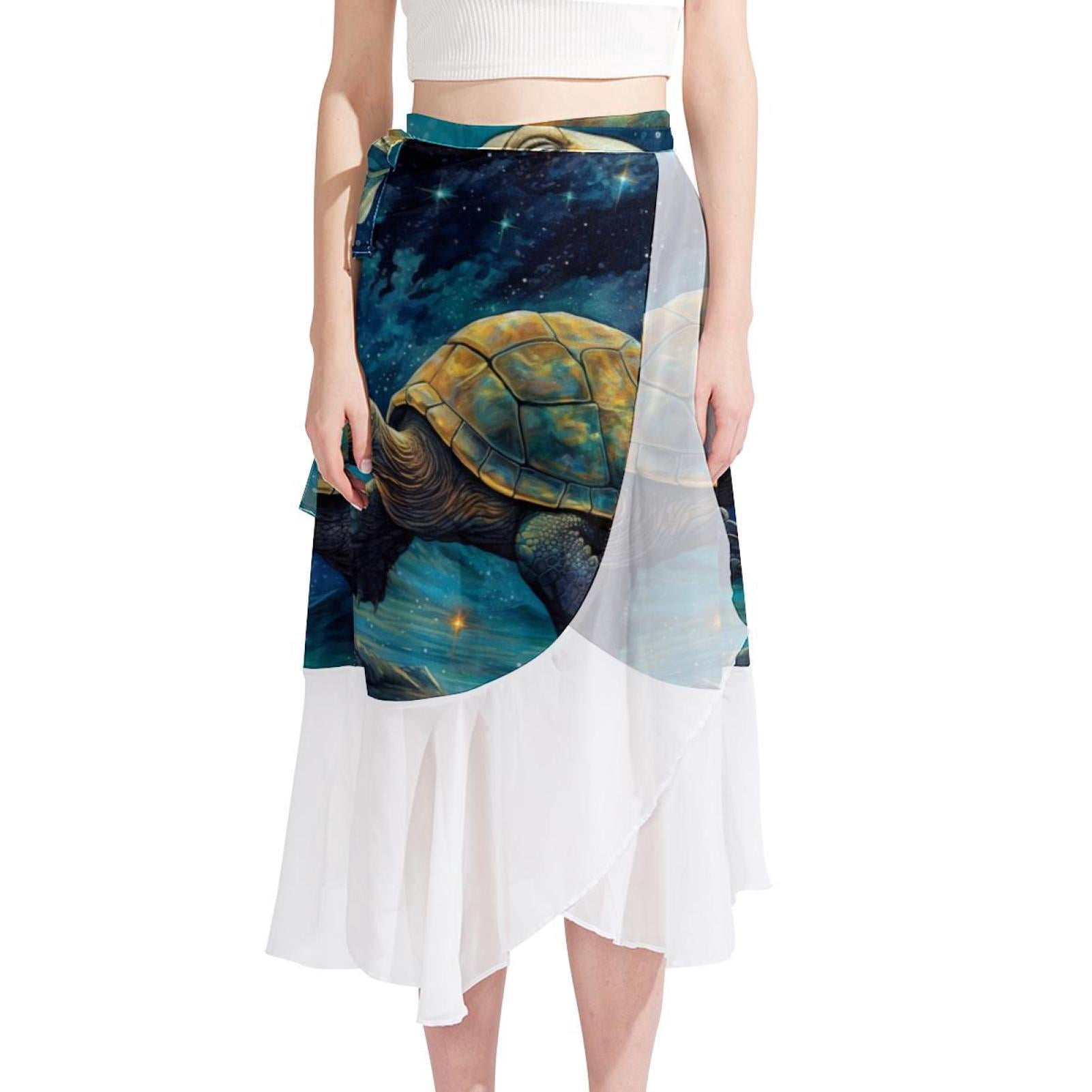 Sea Turtle Chic Chiffon Beach Dress & Skirt Set for Women - for Summer ...