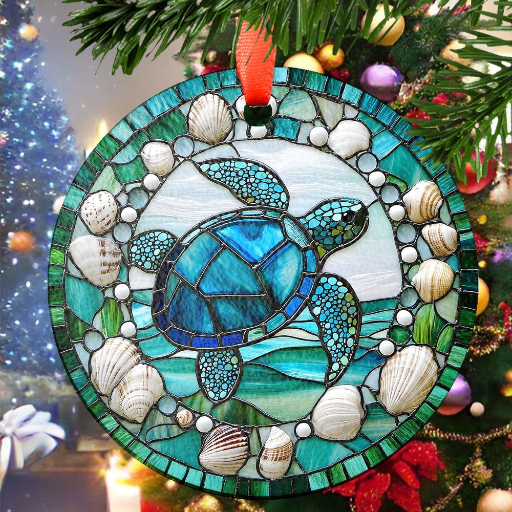 Sea Turtle Christmas Ornament, Ceramic/Acrylic Ornament, Mother’s Day ...