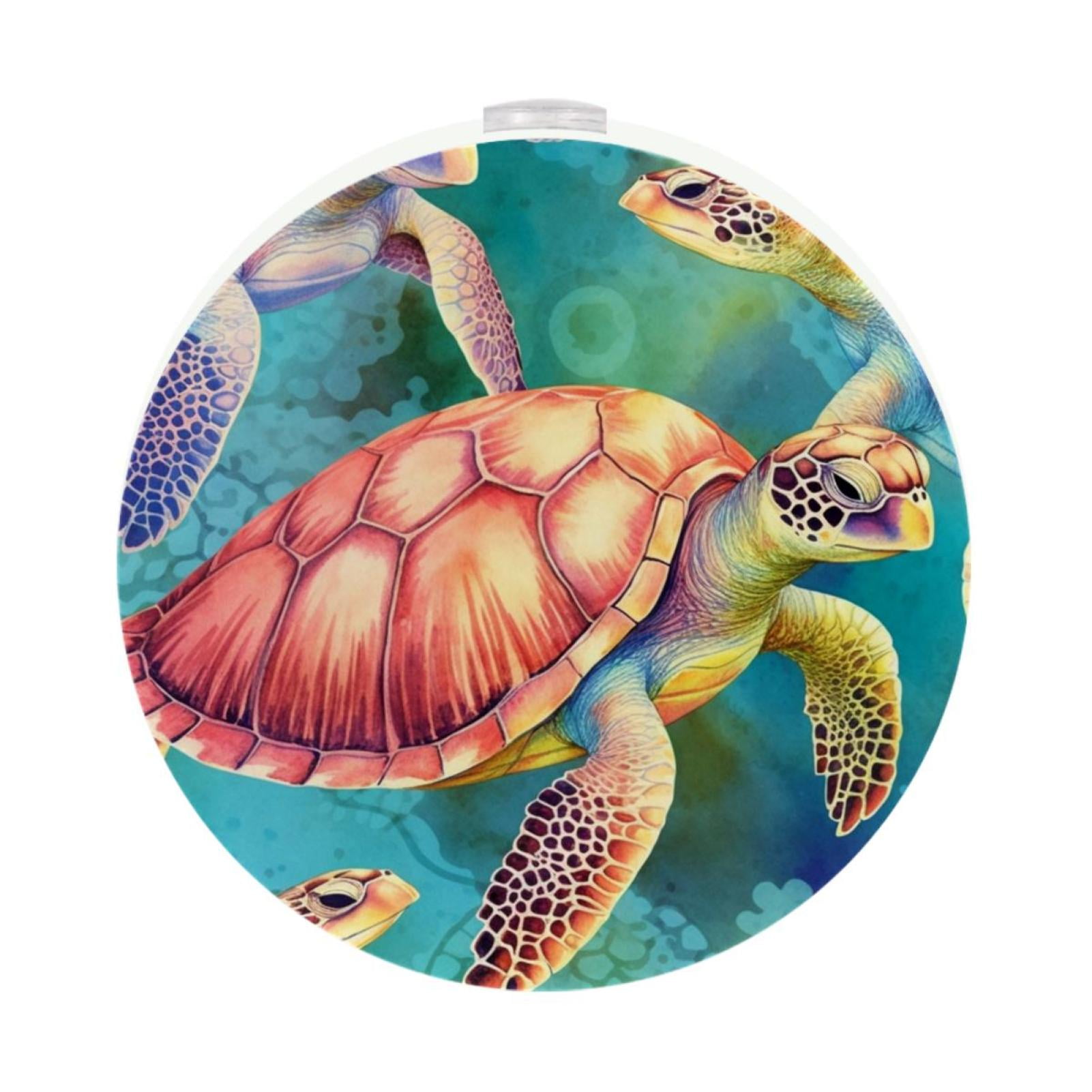 Sea Turtle Circular LED Night Lights - Set of 2, Induction Light ...