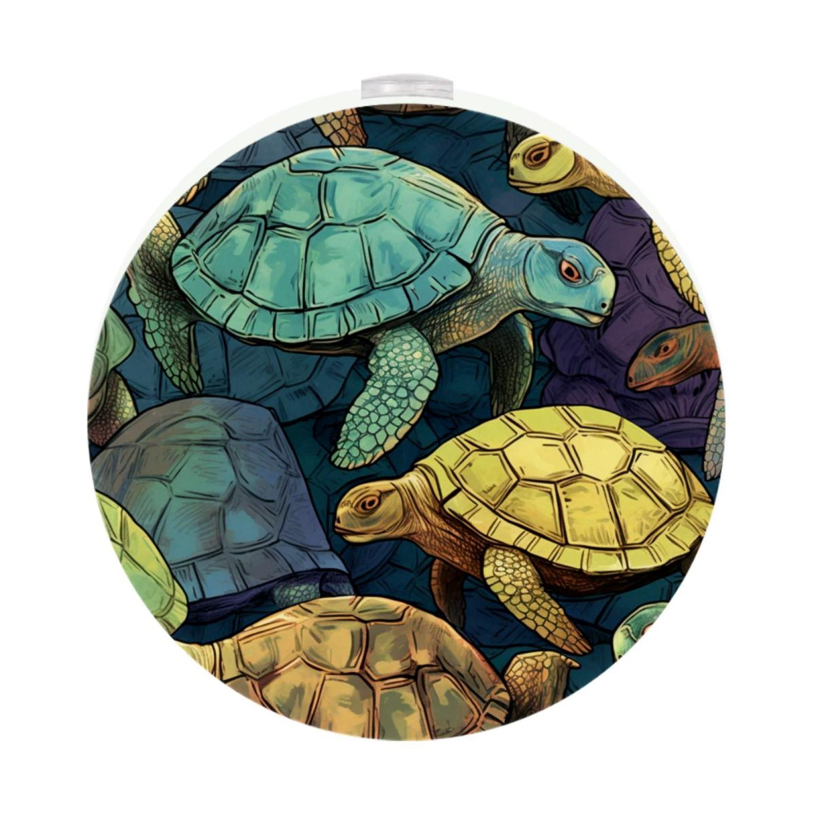 Sea Turtle Circular Night Light - 2 Pack Induction Light, ABS LED Wall ...