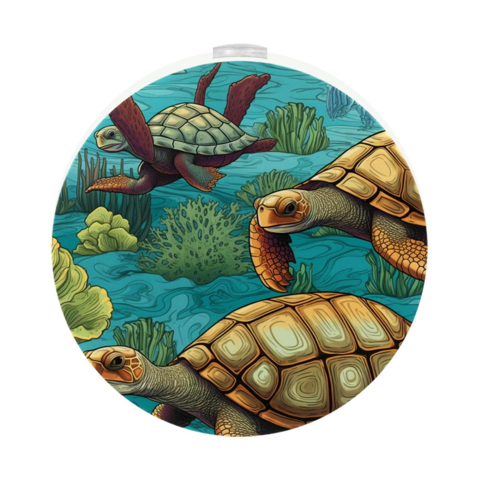 Sea Turtle Circular Night Light - 2 Pack LED Small Night Lights for ...