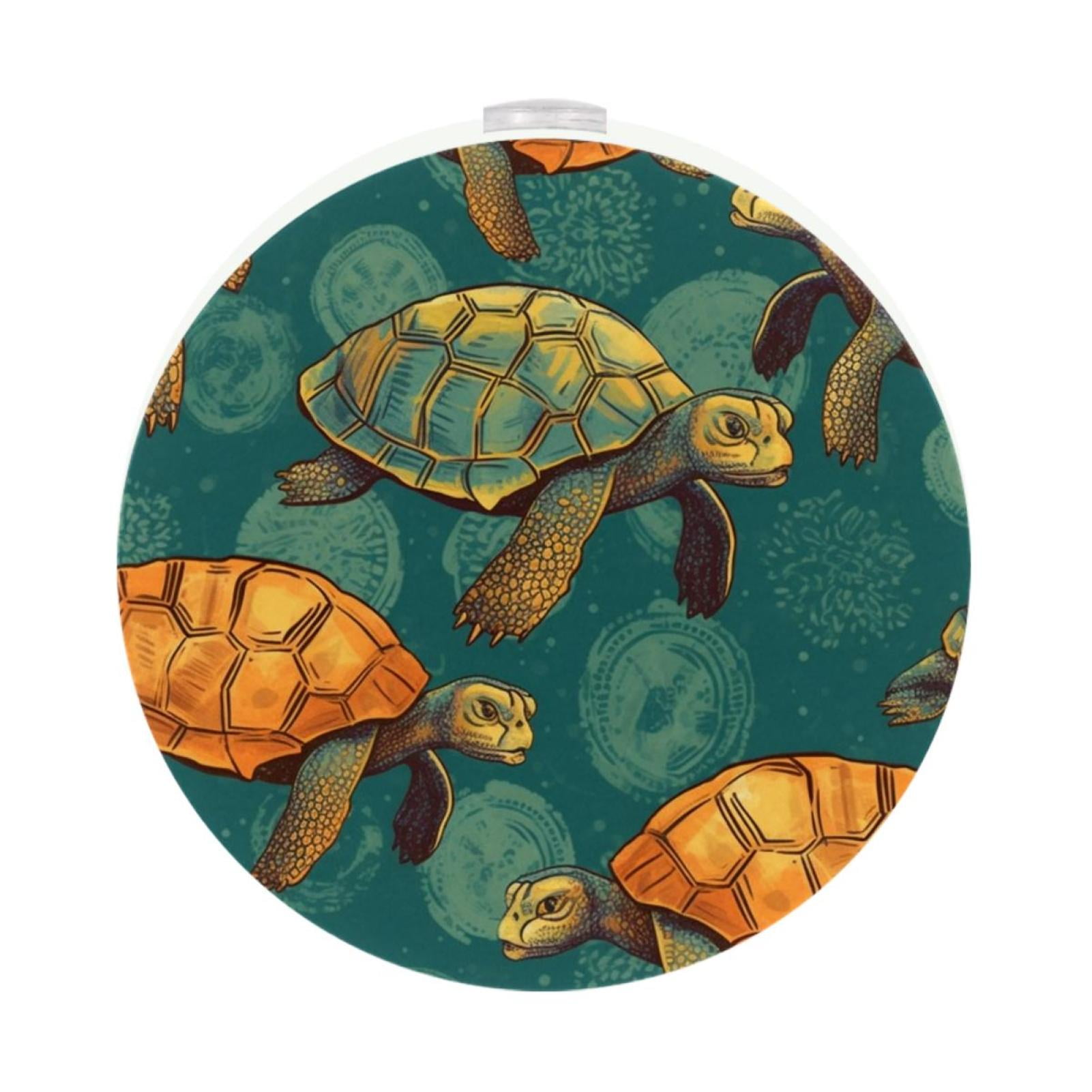 Sea Turtle Circular Night Light - 2-Pack LED Wall Light for Room, Small ...