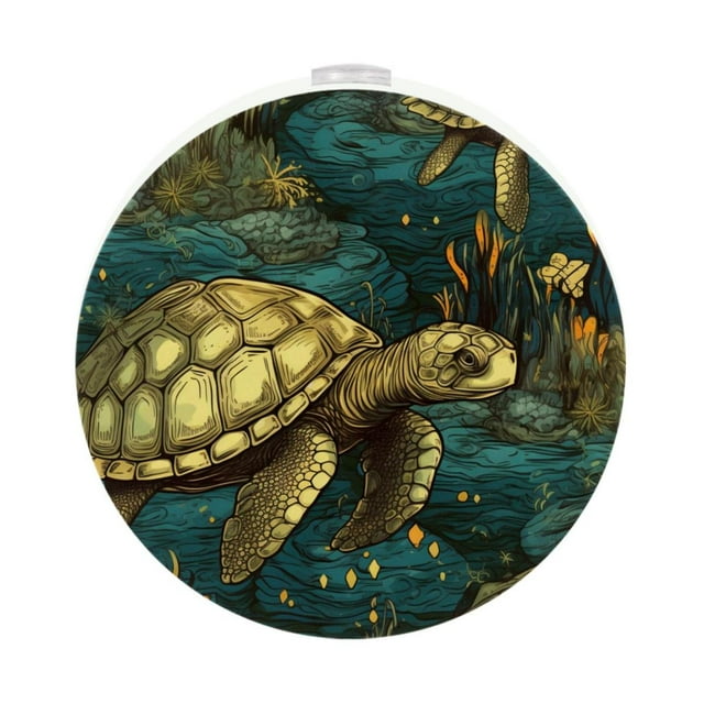 Sea Turtle Circular Night Light Induction Control LED Small Wall Light ...