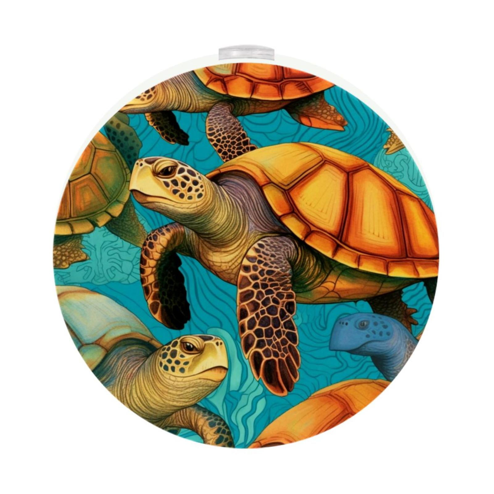 Sea Turtle Circular Night Light, Pack of 2, LED Induction Light Control ...
