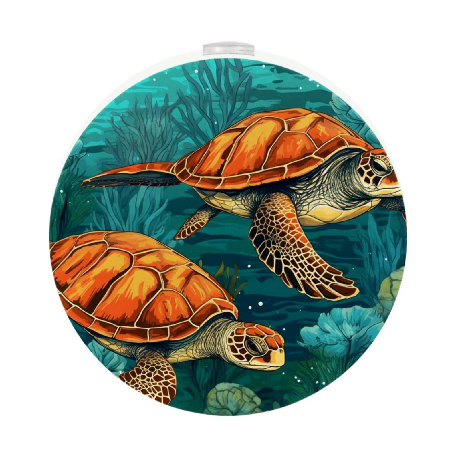Sea Turtle Circular Night Light Set - LED Sensor Wall Light for Bedroom ...