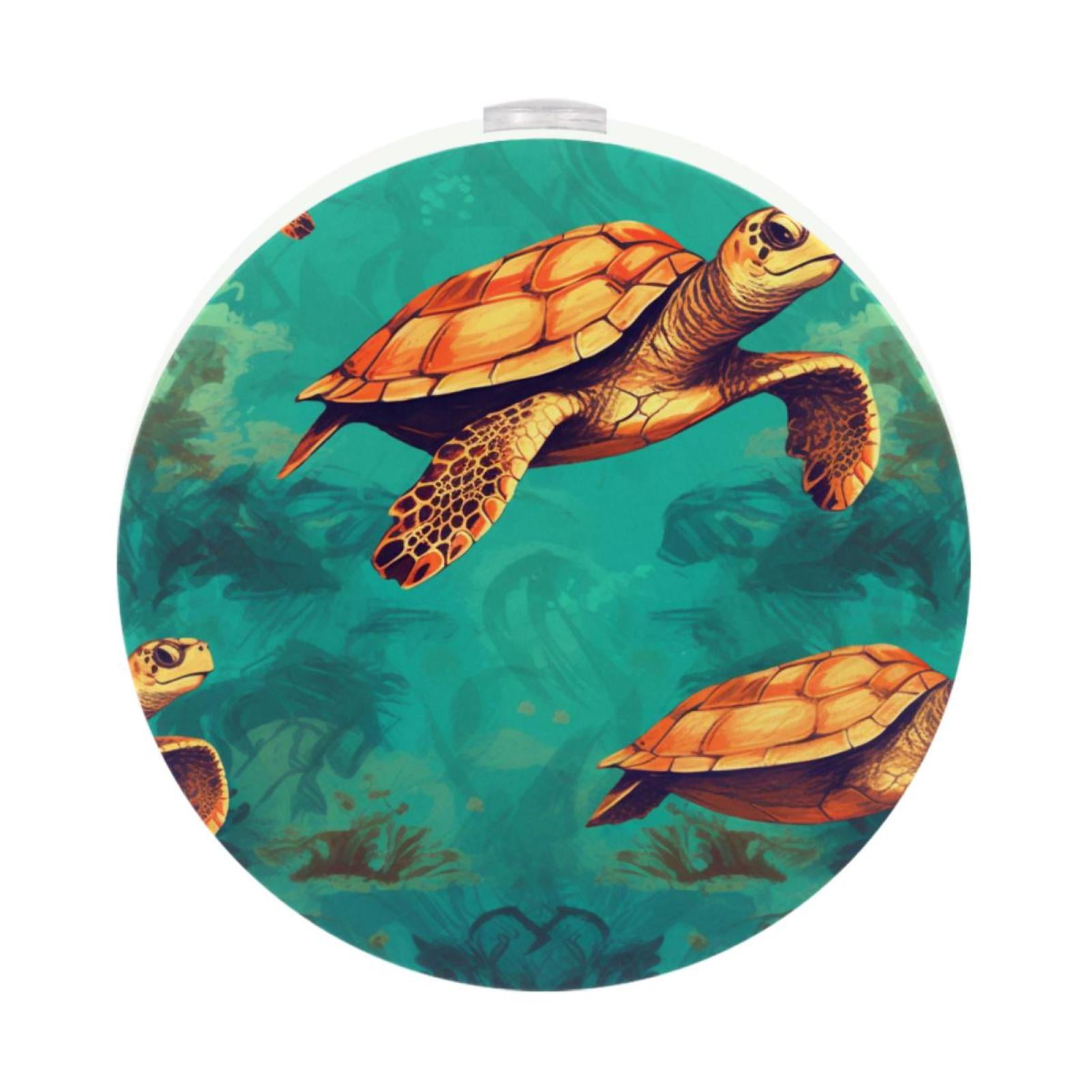 Sea Turtle Circular Night Light - Two-Pack LED Wall Light for Room ...