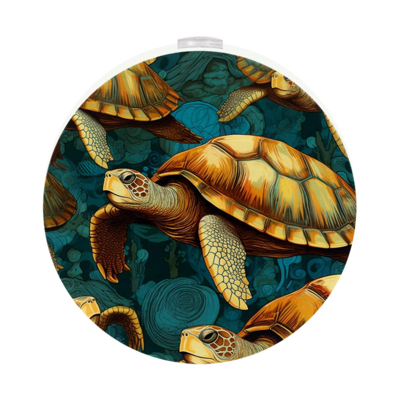 Sea Turtle Circular Night Lights - 2 Pack Induction Light Control LED ...