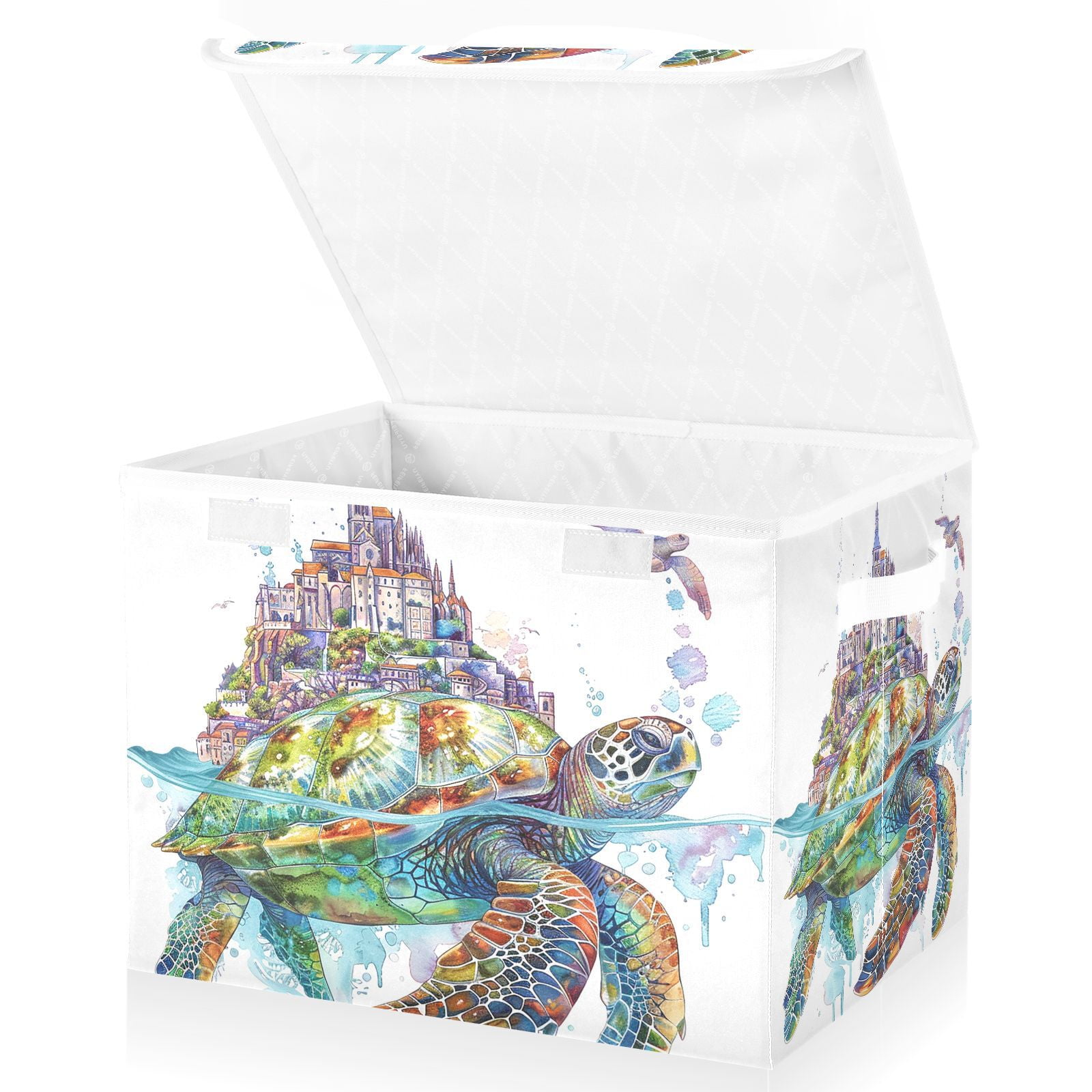 Sea Turtle City Storage Basket for Shelves Foldable Container Organizer ...