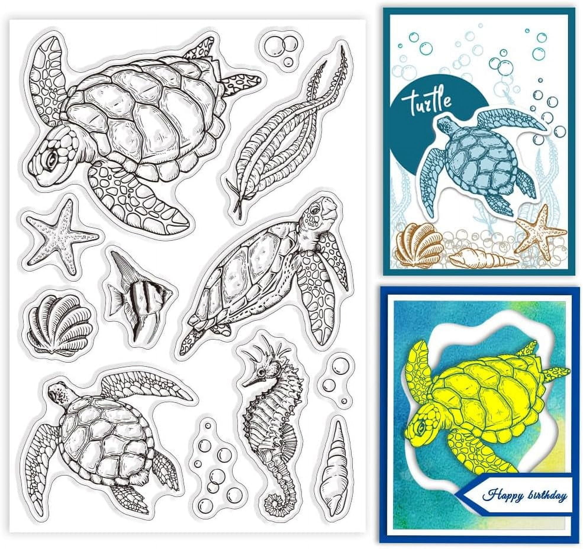 Sea Turtle Clear Stamps for DIY Scrapbooking Sea Ainmals Silicone Stamp ...