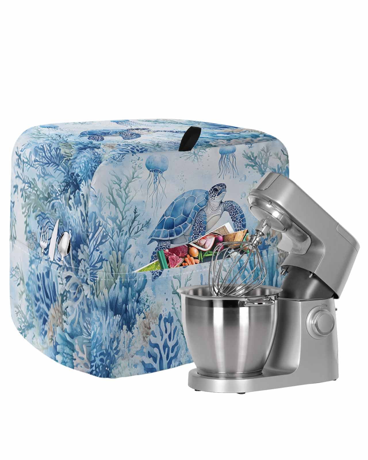 Sea Turtle Coastal Stand Mixer Dust Cover with Storage Pocket & Handles ...