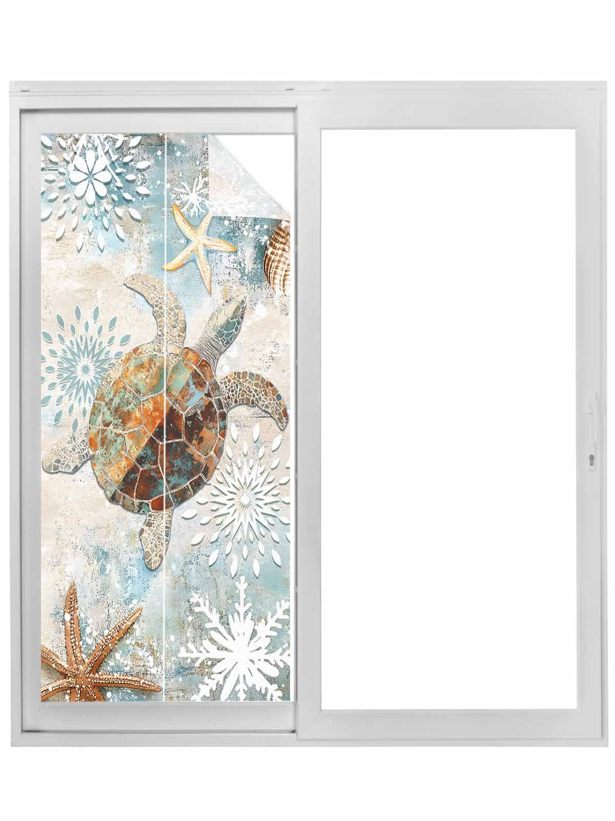 Sea Turtle Coastal Window Privacy Film Stained Glass Window Film ...