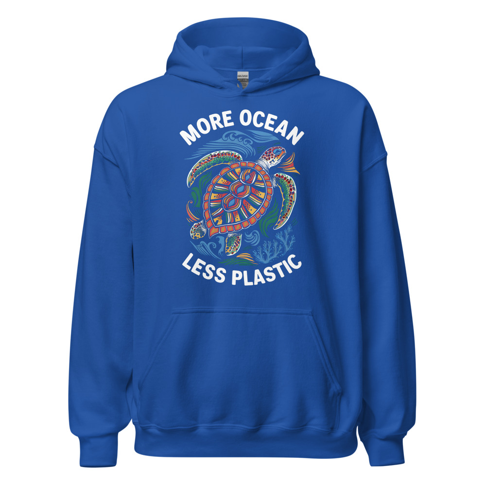 Sea Turtle Conservation Unisex Hoodie, More Ocean Less Plastic Rainbow ...