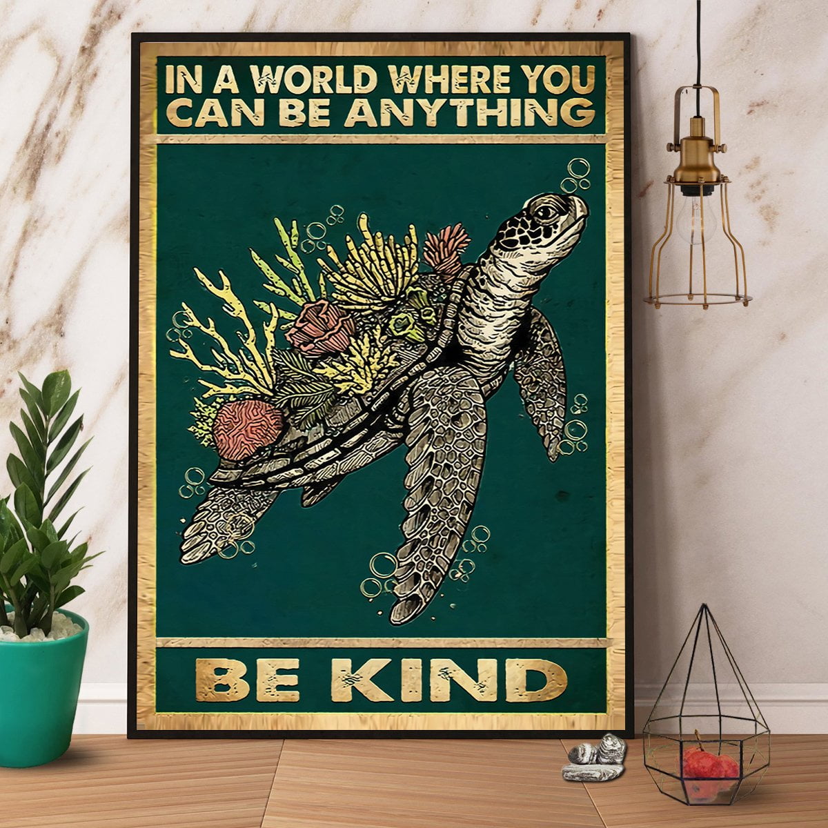 Sea Turtle & Coral In A World Where You Can Be Anything Be Kind Paper ...