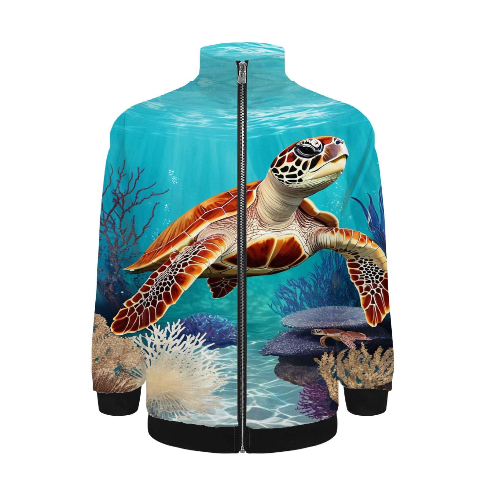 Sea Turtle Coral Reef Print Jacket Men's Street Cool Long Sleeves Coat ...