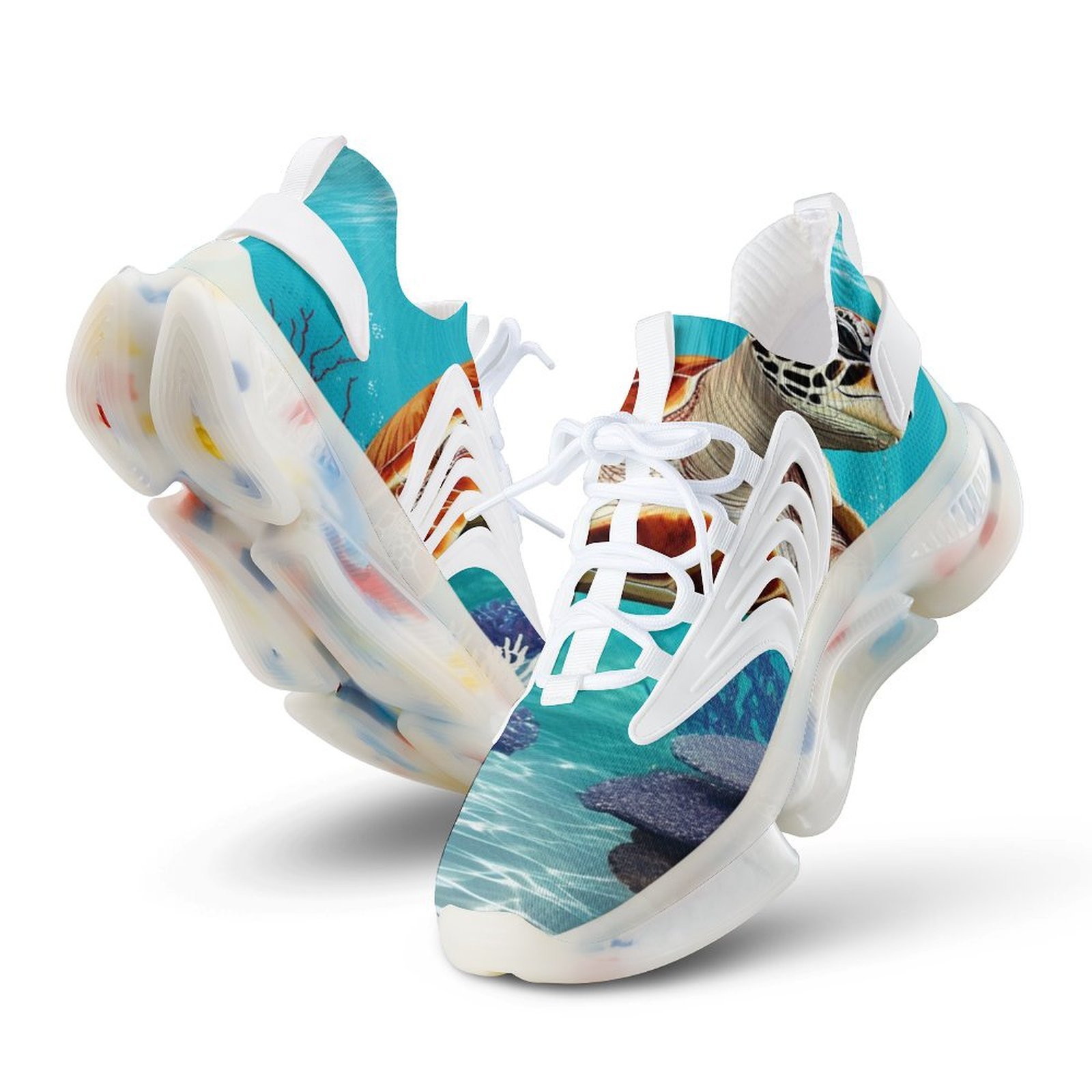 Sea Turtle Coral Reef Print Walking Shoes for Men Woman Lightweight ...