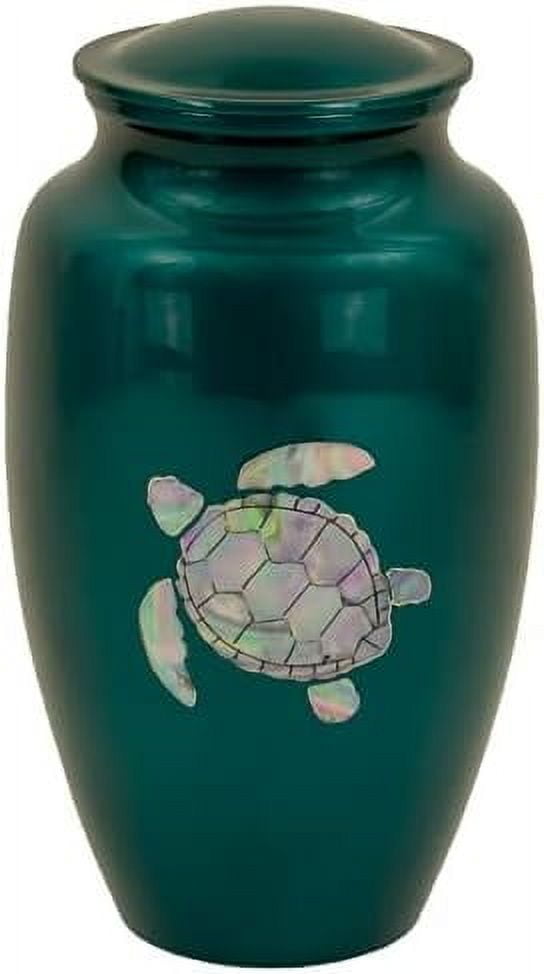 Sea Turtle Cremation Urn for Ashes, Aluminum, Green Urn, Adult Sized ...