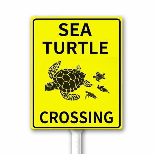 Sea Turtle Crossing Aluminum Yard Sign With Stake, Funny Slow Down Sign ...