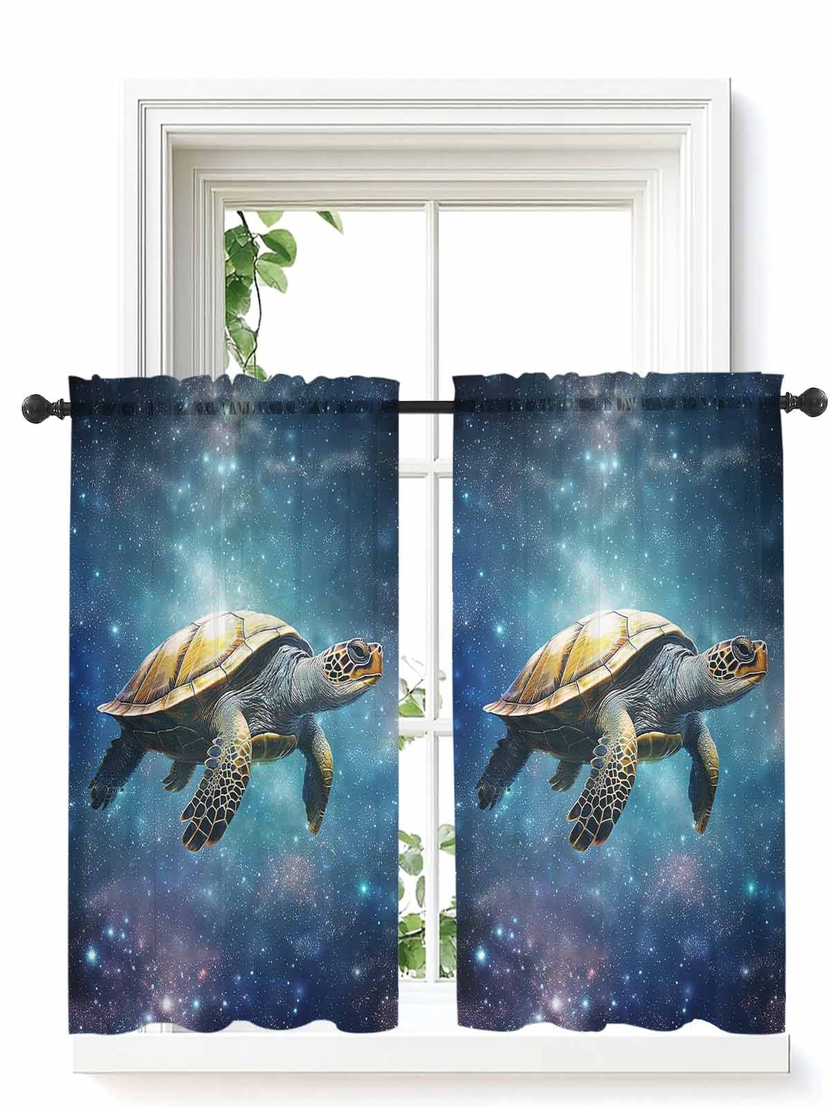 Sea Turtle Curtains 45 Inch Length, Sheer Curtains for Bedroom Living ...