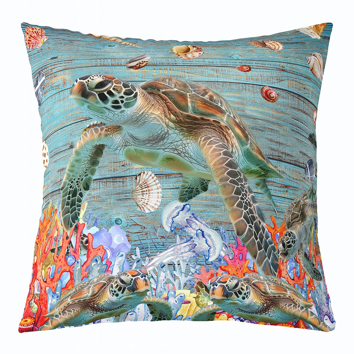 Sea Turtle Cushion Cover For Kids Boys Girls Cute Jellyfish Pillow ...