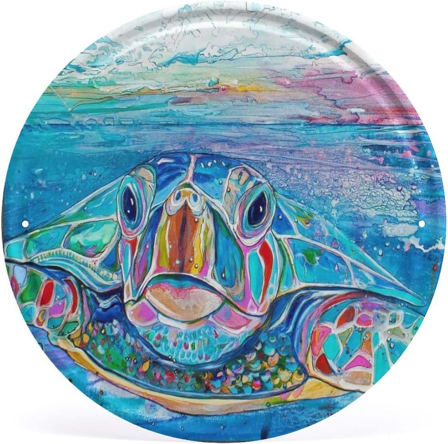 Sea Turtle Cute Rustic Vintage 6 Inch Round Metal Tin Sign Retro ...