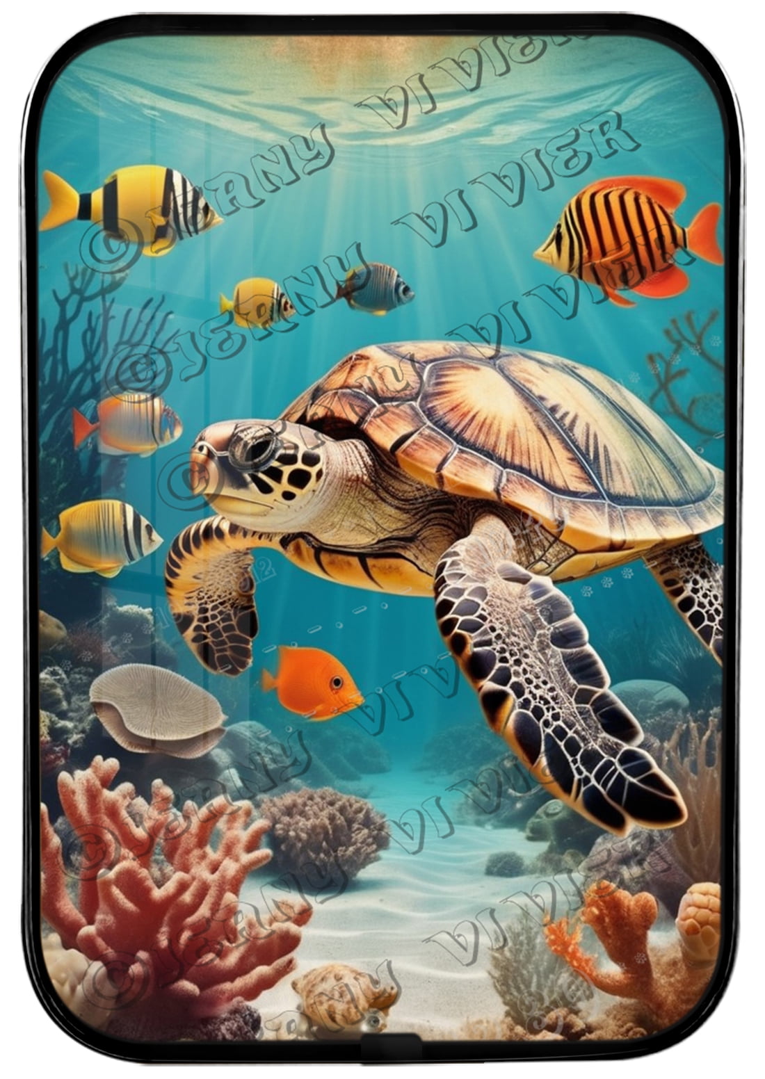 Sea Turtle Decor 12"x8" Crystal Porcelain Painting Wall Decor for ...