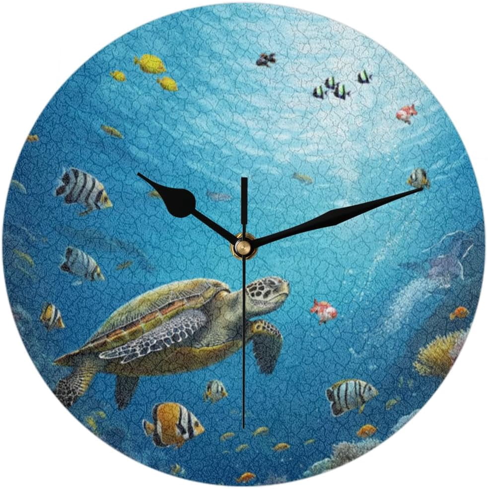Sea Turtle Decorative Wall Clocks, Fish Silent Non Ticking Wall Clock ...
