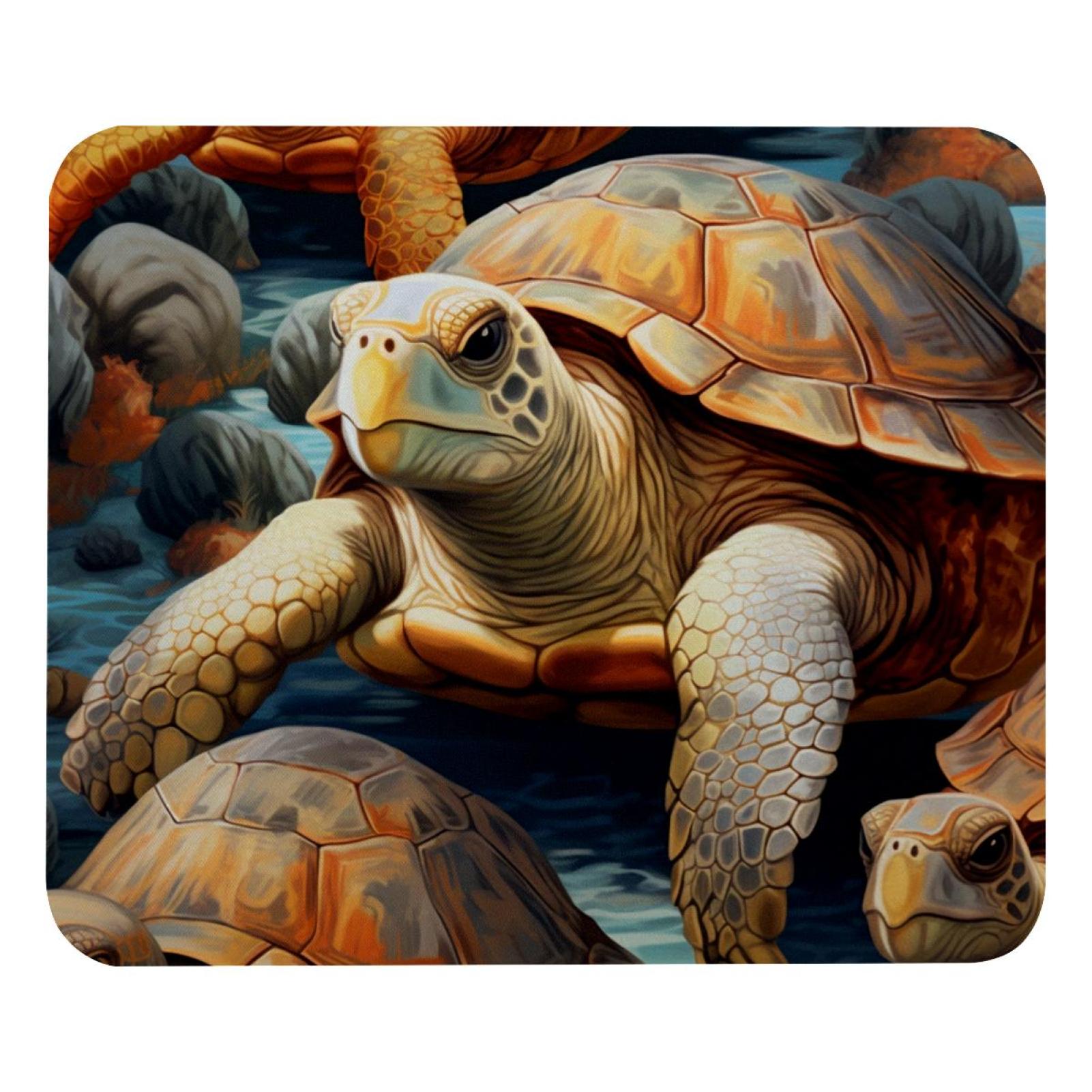 Sea Turtle Desk Pad Mousepad, Square 8.3x9.8 Inch Non-Slip Rubber ...