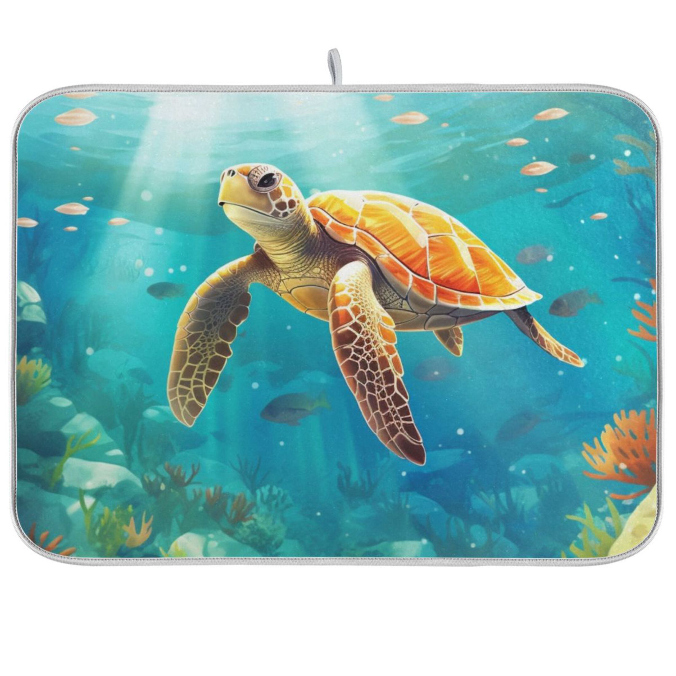 Sea Turtle Dish Drying Mat Microfiber Kitchen Pad Large Counter ...