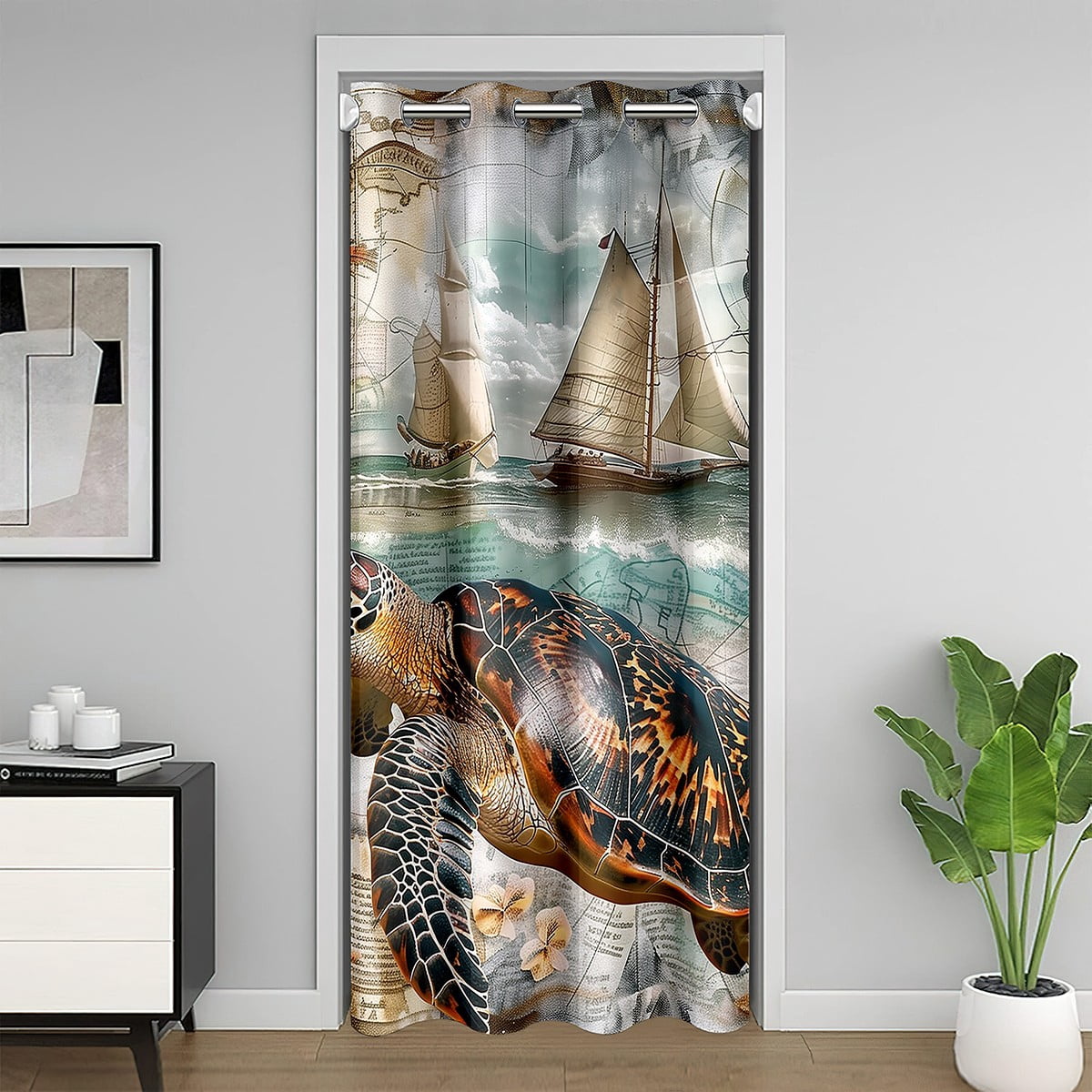 Sea Turtle Door Curtain for Doorway Privacy,Nautical Style Ocean Ship ...