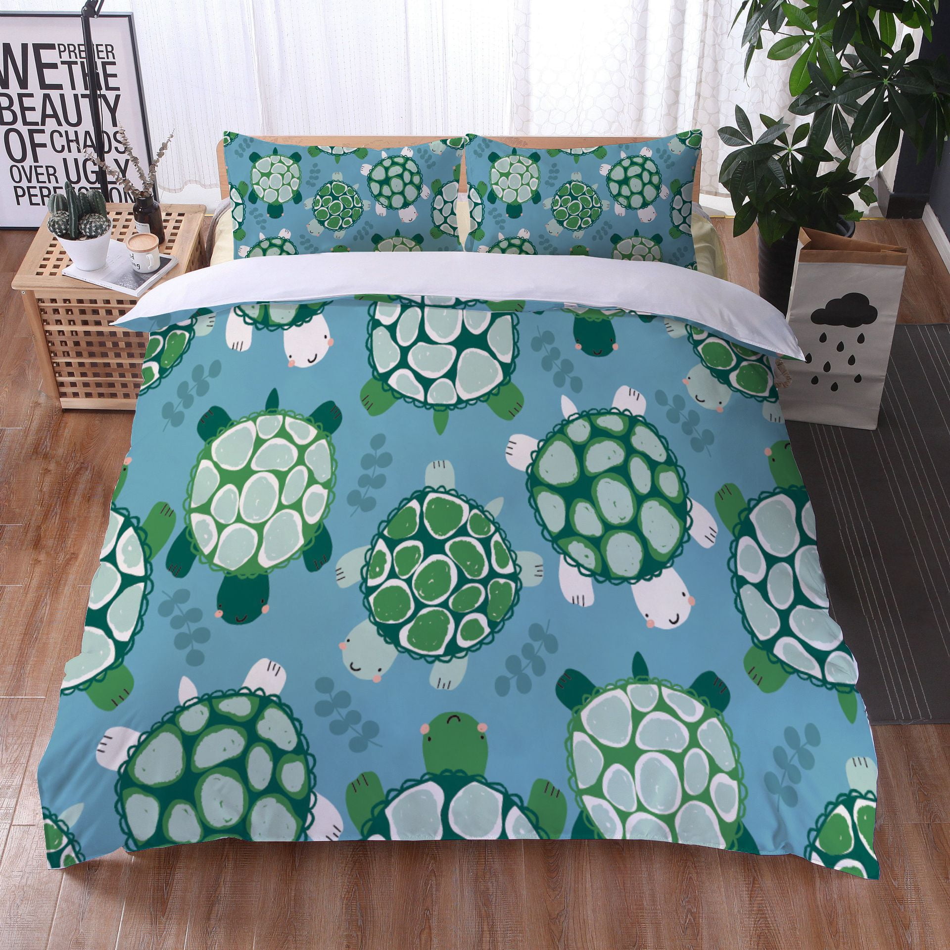Sea Turtle Duvet Cover 3D Seaworld Quilt Cover Microfiber Ocean Theme ...