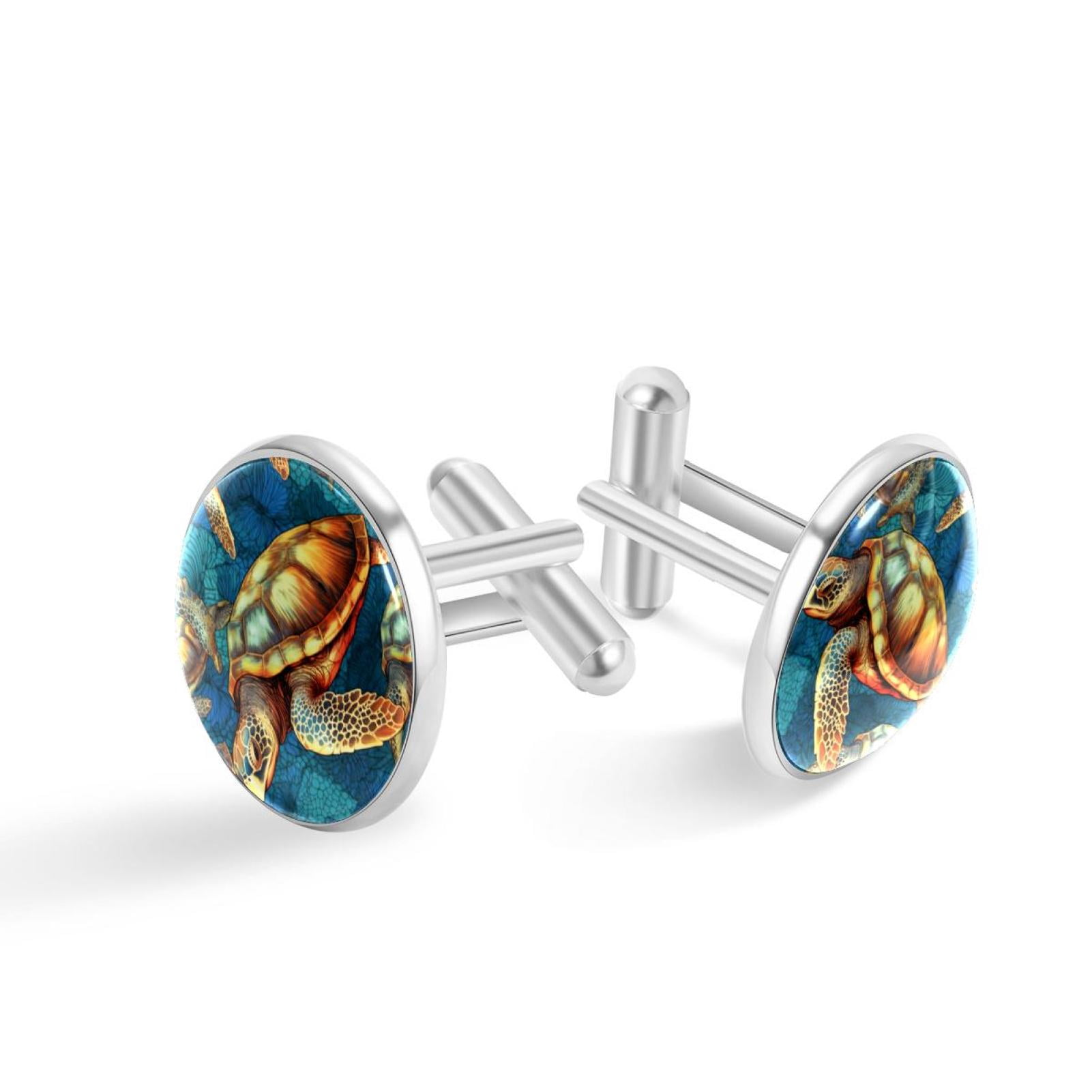 Sea Turtle Elegant Mens Cufflinks Set for Formal Attire, Made of ...
