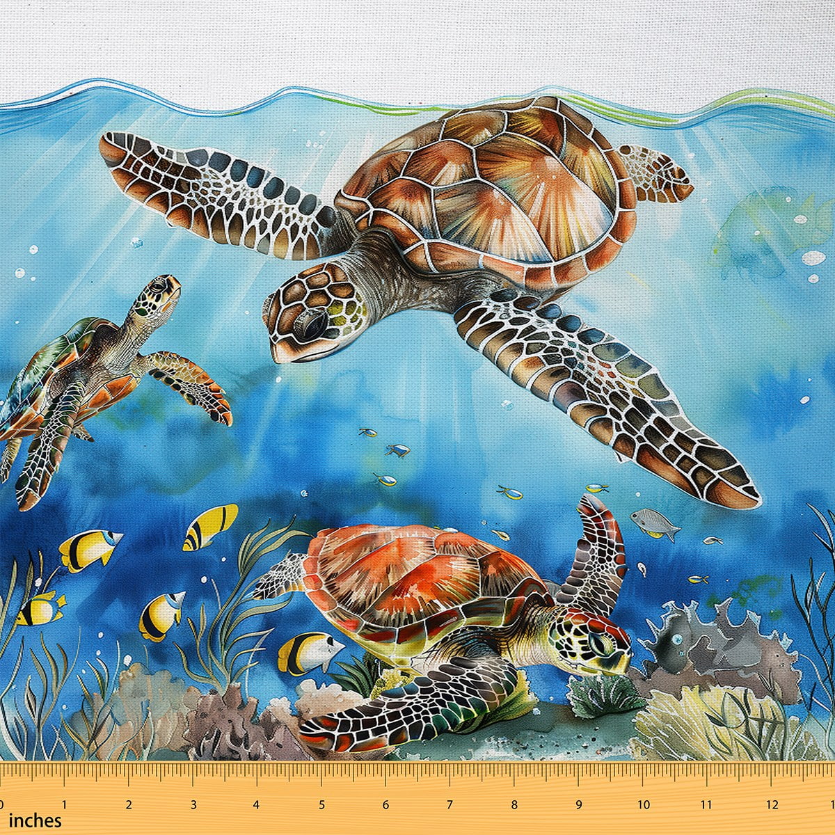 Sea Turtle Fabric by the Yard,Tortoise Decorative Fabric,Ocean Sea ...