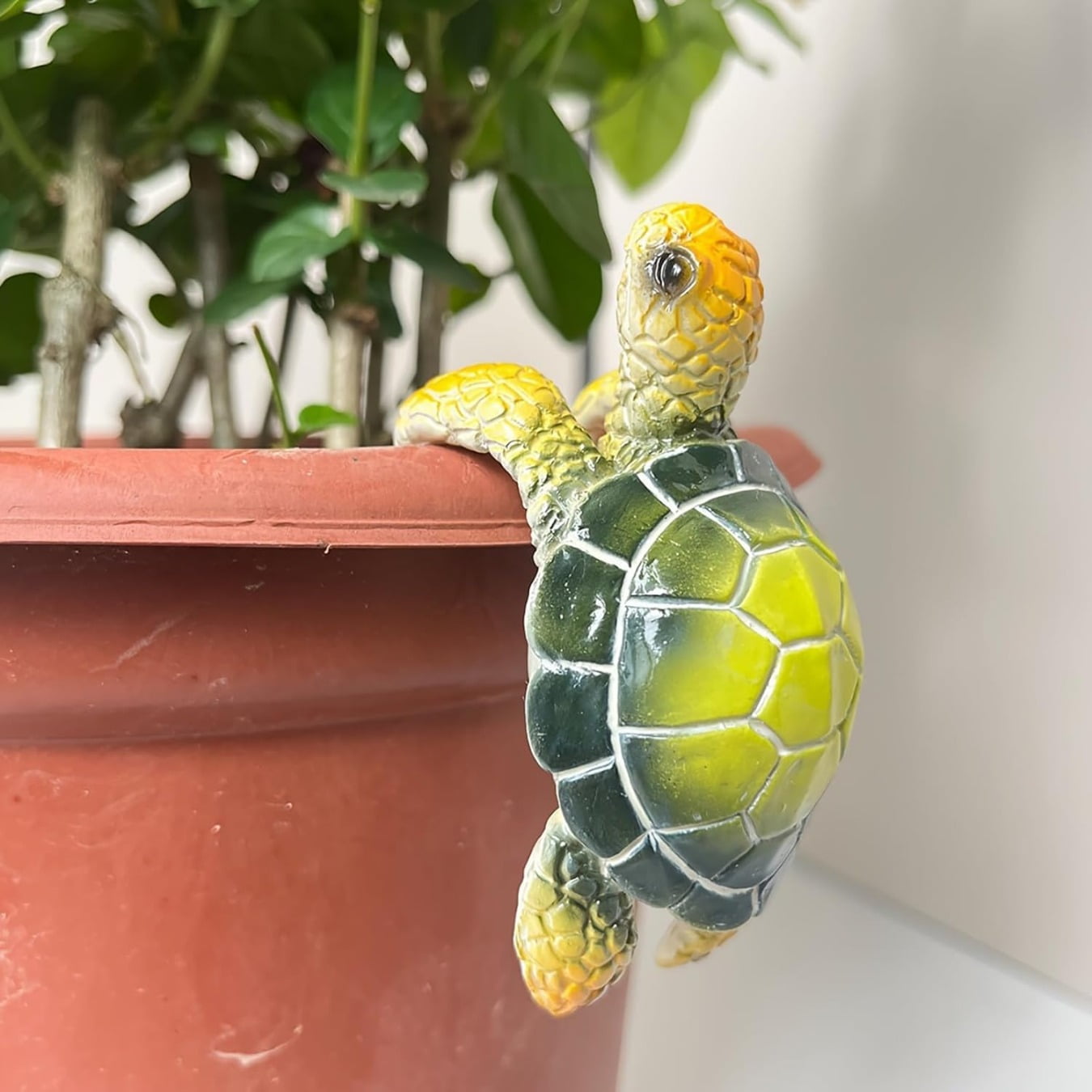 Sea Turtle Figure Plant Pot Hanger, Resin Hanging Turtle Statue, Plant ...