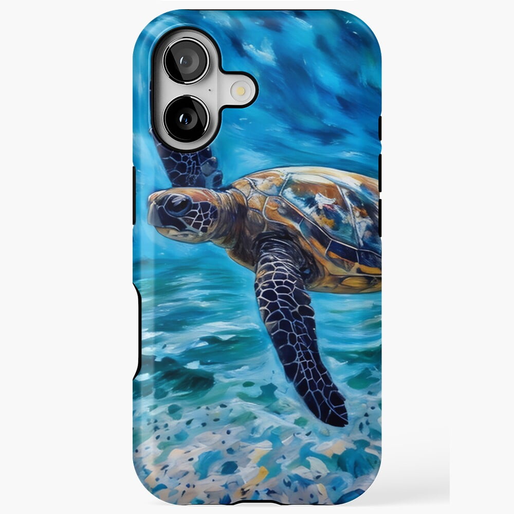 Sea Turtle Flyby Surreal Ocean Drift Art for iPhone 17 16 15 14 13 12 ...