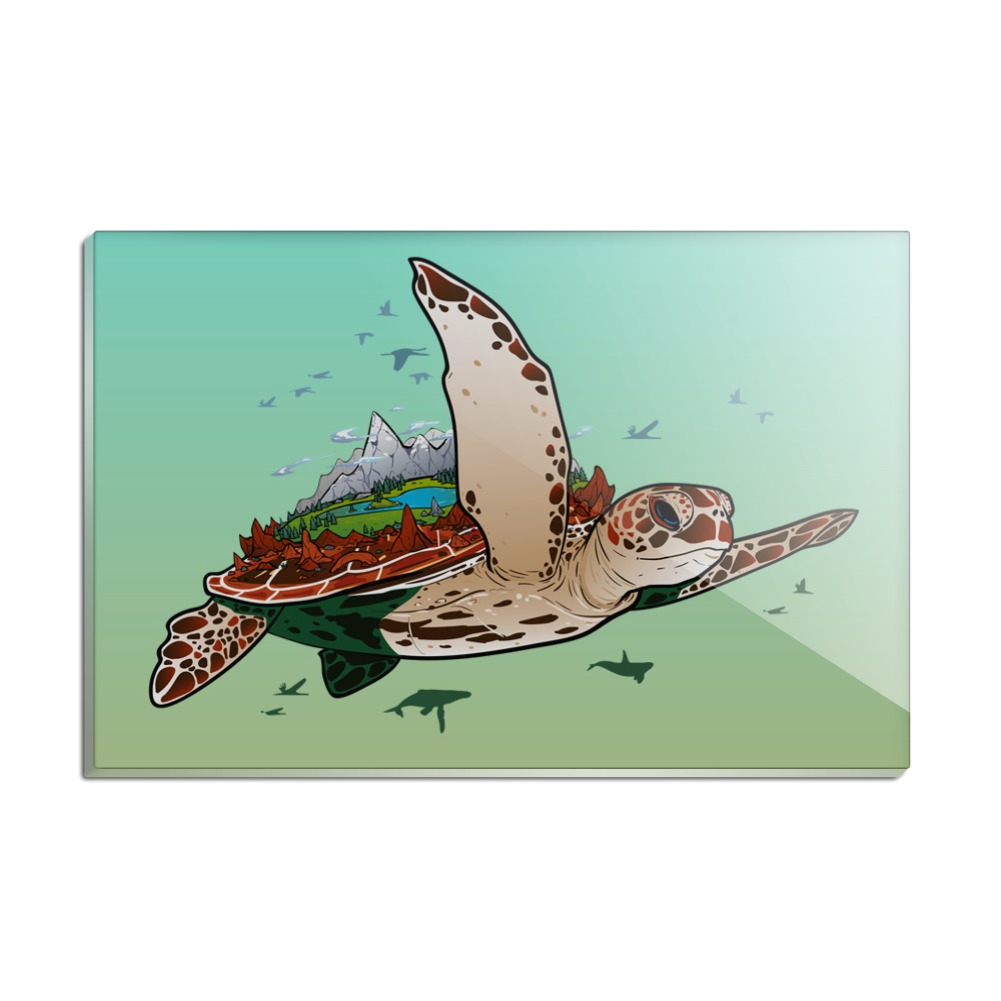 Sea Turtle Flying Rectangle Acrylic Fridge Refrigerator Magnet ...