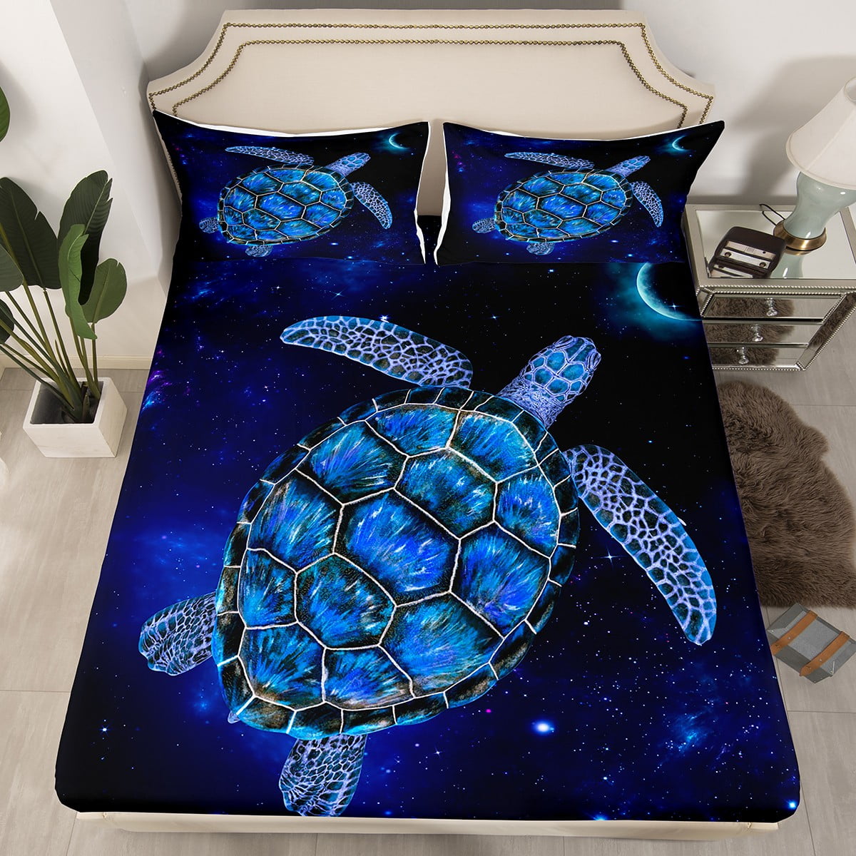 Sea Turtle Full Bed Sheets for Boys,Exotic Tortoise Bedding Set Blue ...