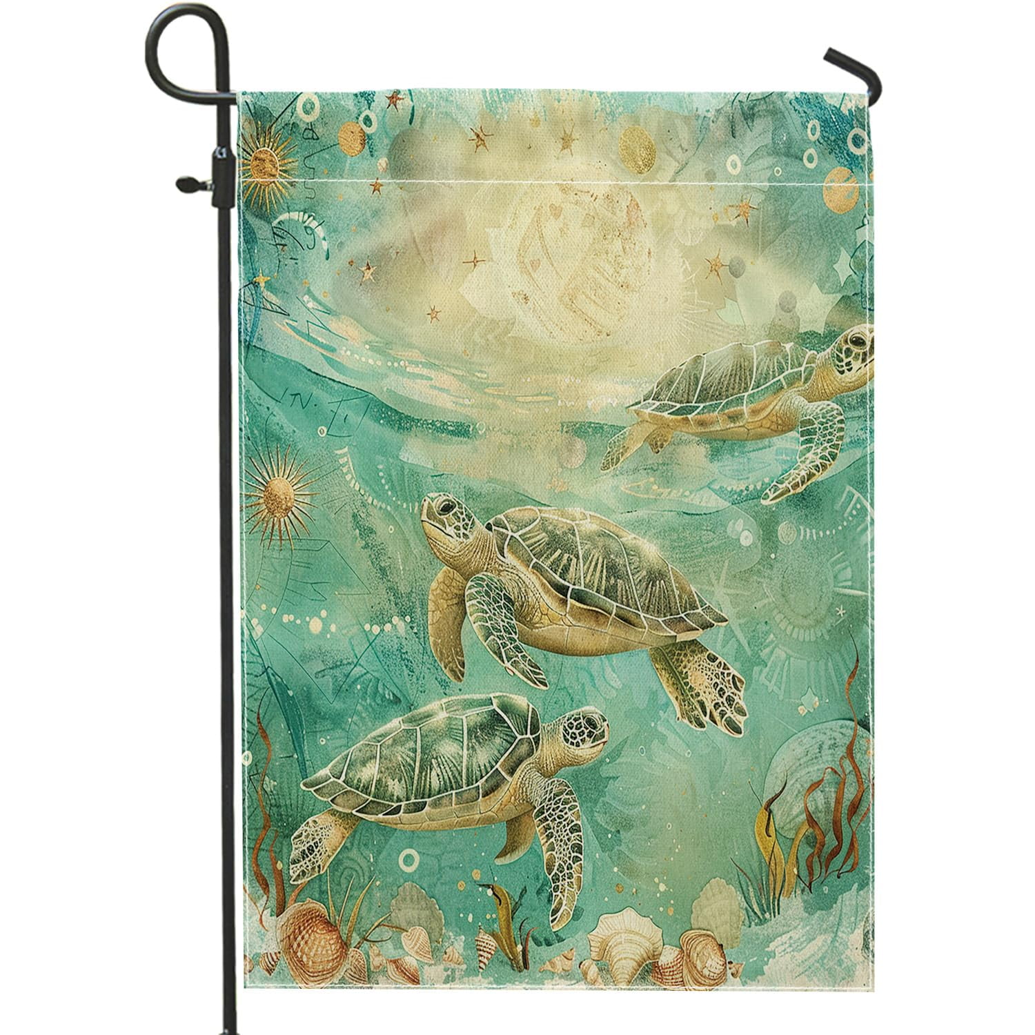 Sea Turtle Garden Flag Underwater Ocean Animal Seashell Seaworld ...