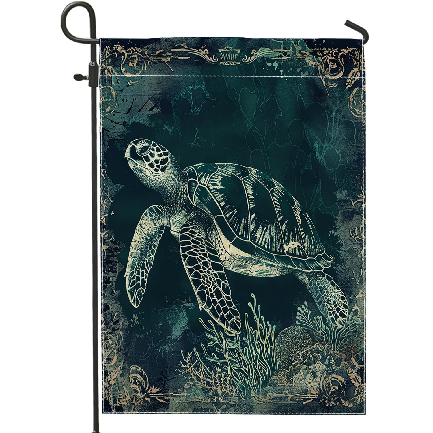 Sea Turtle Garden Flag Vintage Ocean Animal Seaworld Nautical Deep ...