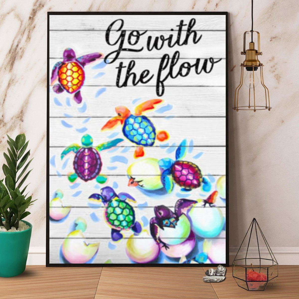 Sea Turtle Go With The Flow Vertical Paper Poster No Frame 24 x 36 Inch ...