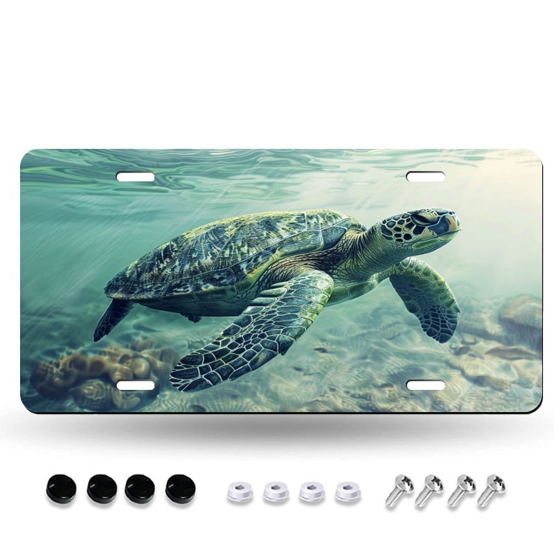 Sea Turtle Gracefully Swimming Underwater License Plate Frame ...