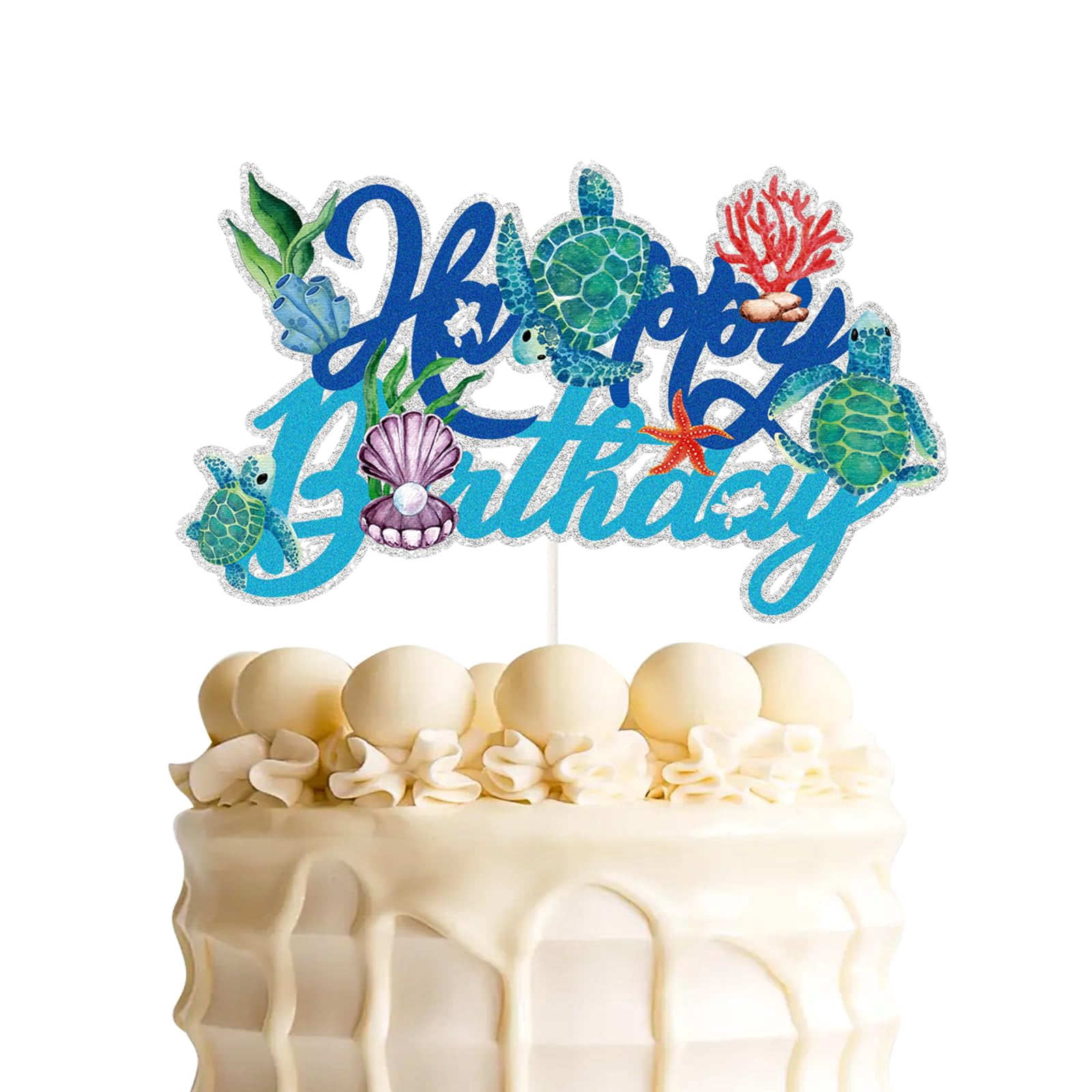 Sea Turtle Happy Birthday Cake Topper,Turtle AIS1 Swimming Sea ...
