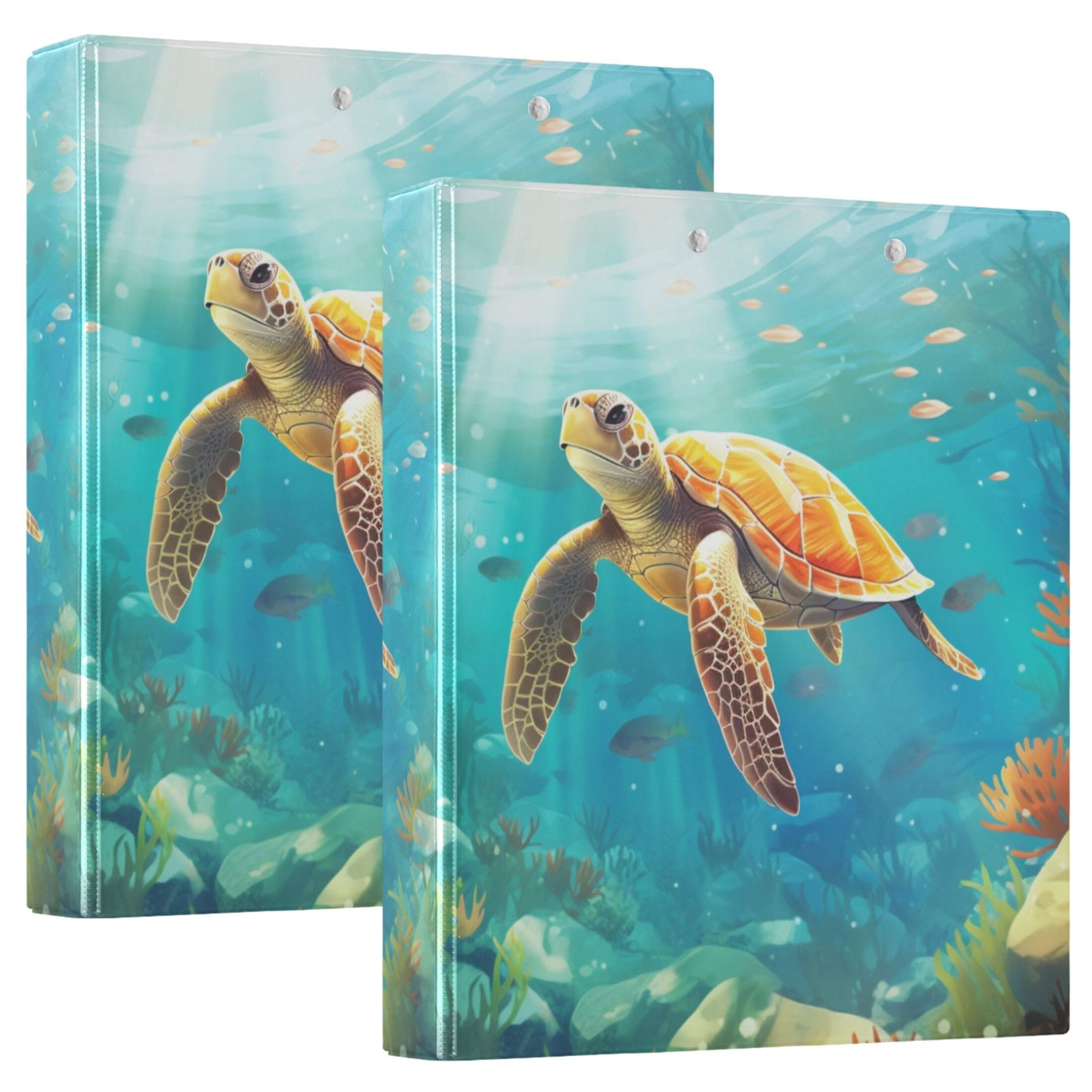 Sea Turtle Hardcover 3 Ring Binder 1.5 inch Round Rings with Interior ...